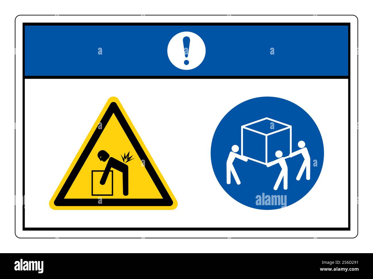 Notice Lift Hazard Use Three Person Lift Symbol Sign On White ...