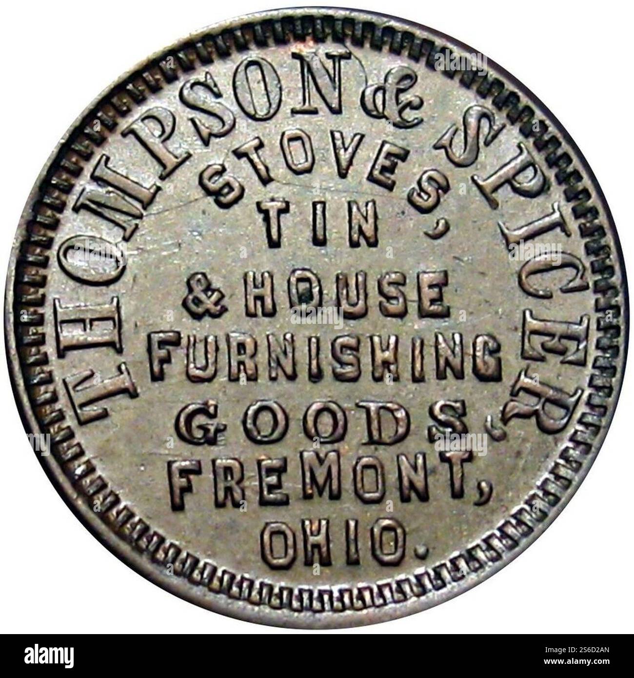Fremont, Ohio - Civil War Token Thompson & Spicer Peace Maker Stove R6 ...