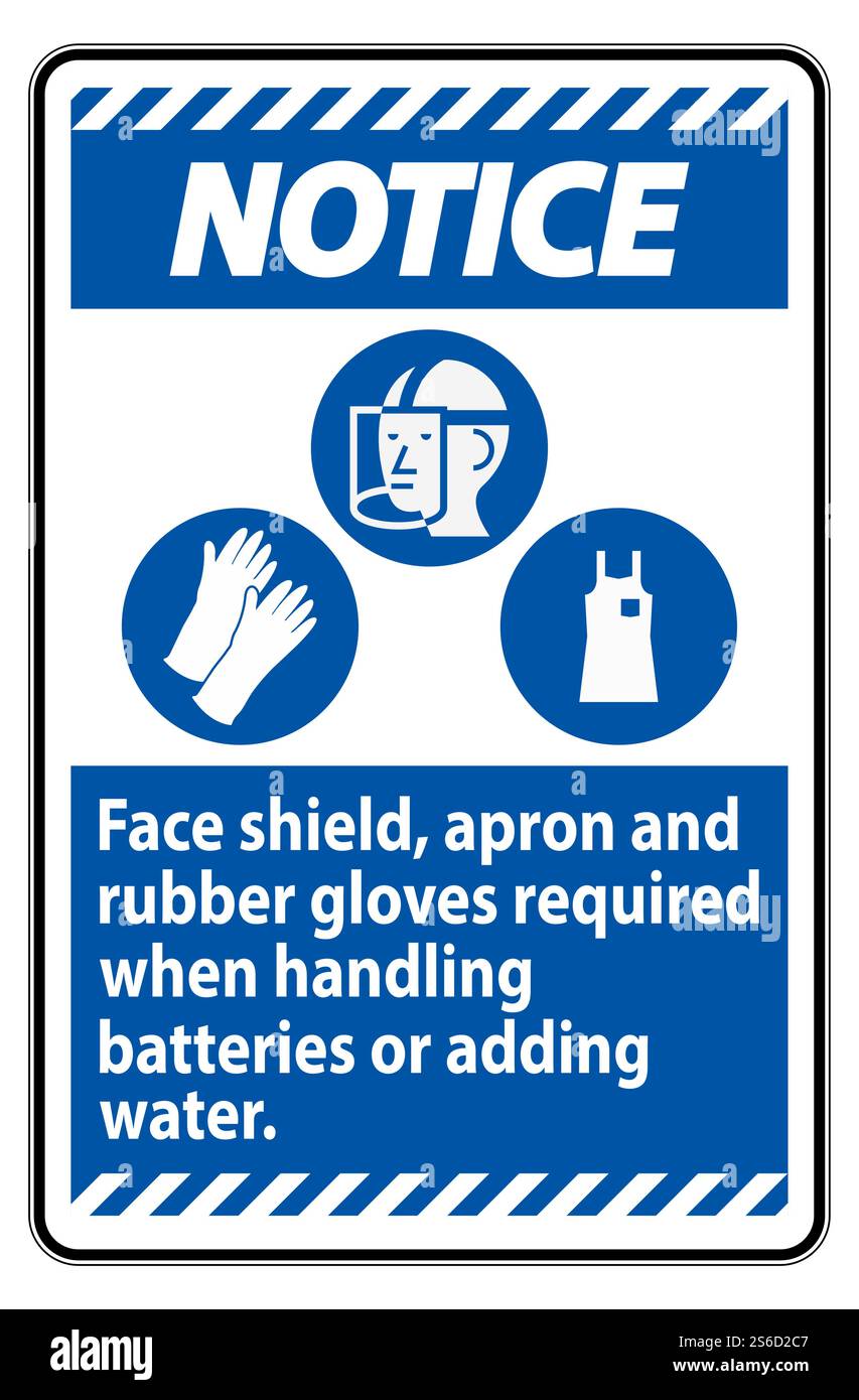 Notice Sign Face Shield, Apron And Rubber Gloves Required When Handling ...