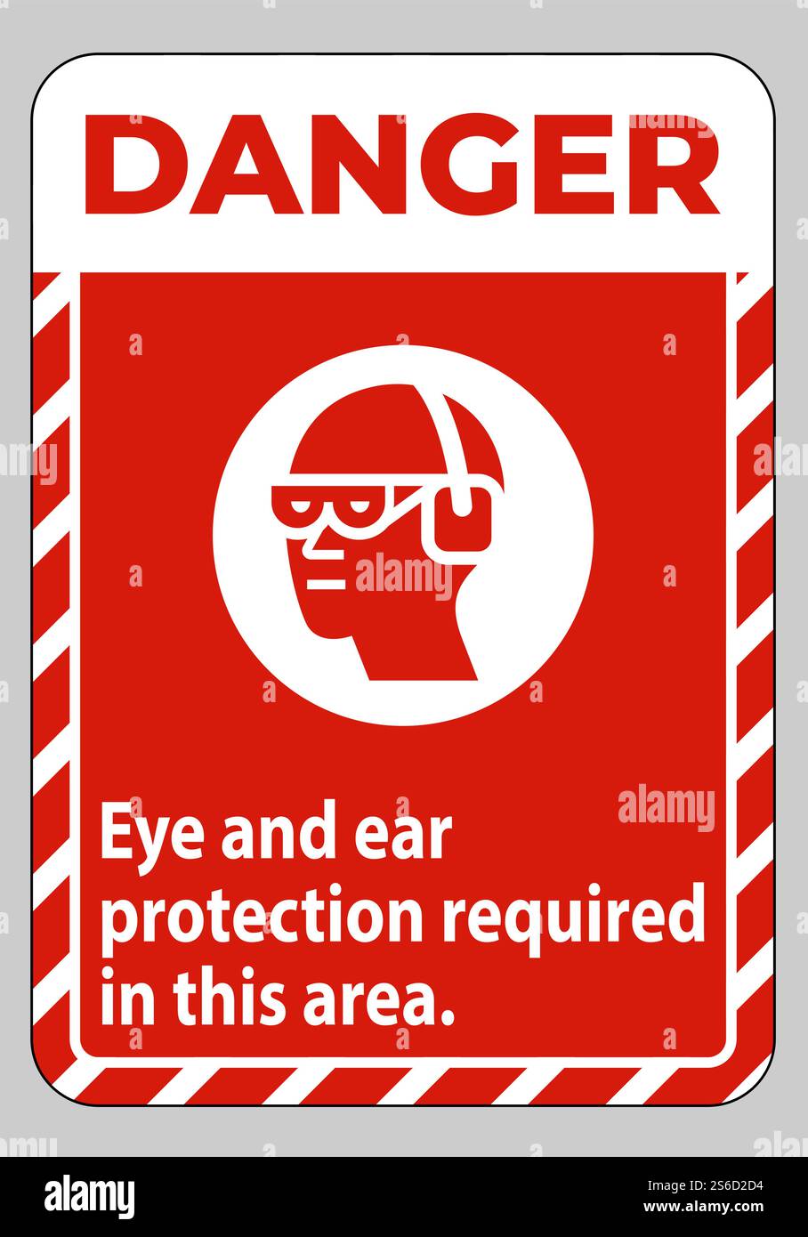 Danger Sign Eye And Ear Protection Required In This Area Stock Vector ...