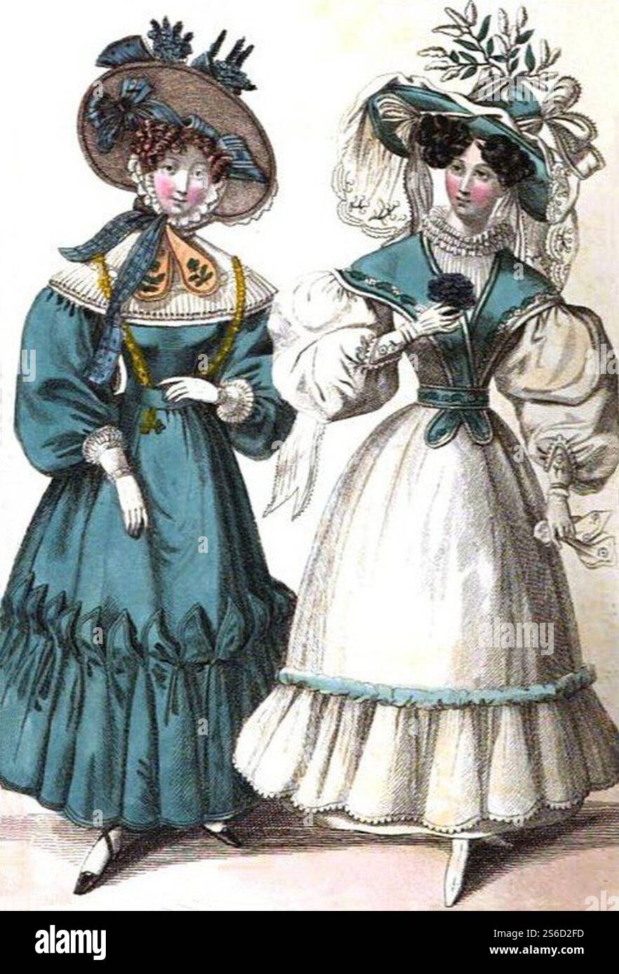 French fashions - walking dress and carriage dress June 1829 Stock ...