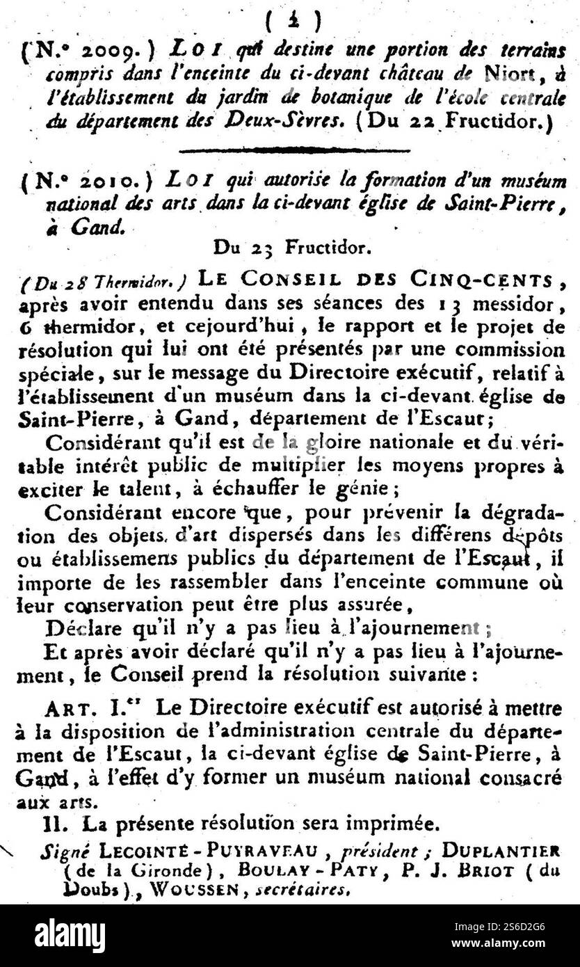 French legislation converting sint pieters ghent into museum Stock ...