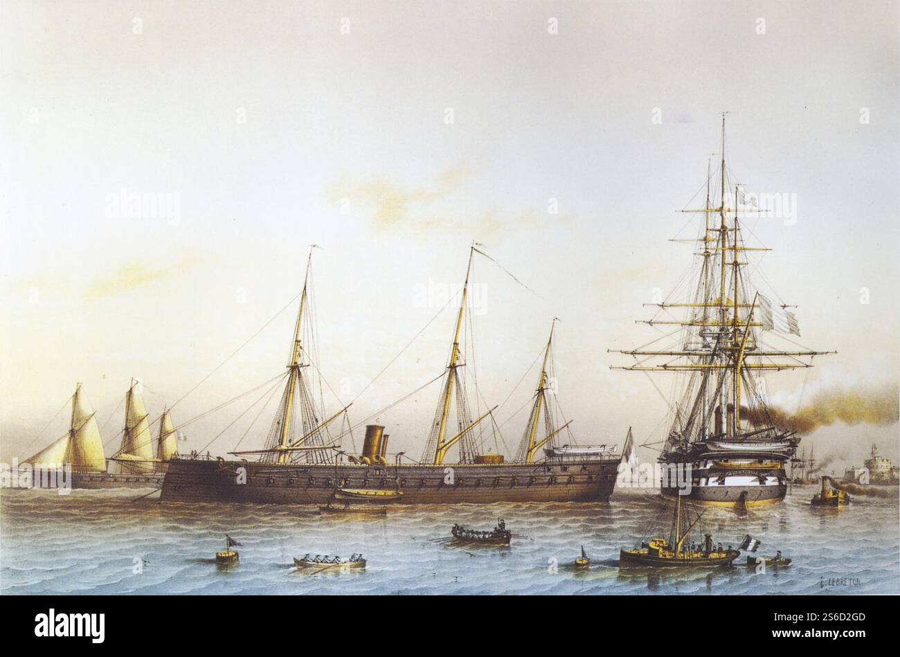 French ironclad Gloire by Louis Le Breton Stock Photo - Alamy