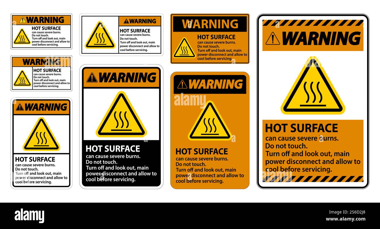 Warning hot surface sign hi-res stock photography and images - Alamy