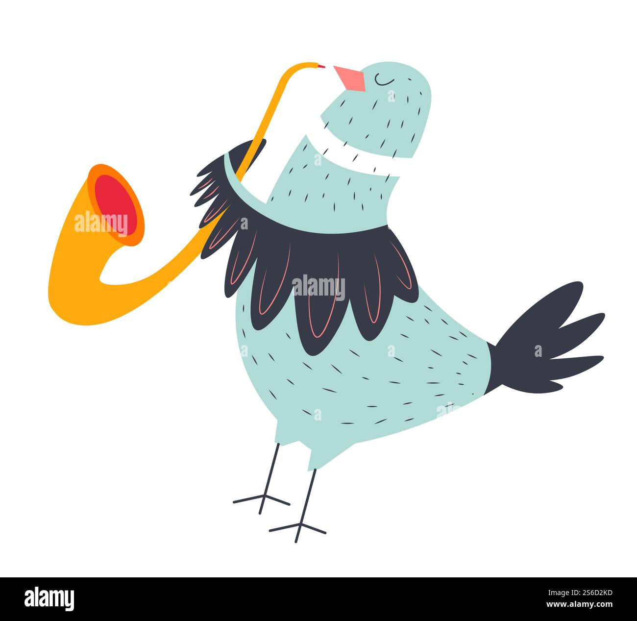 Dove playing saxophone, bird with musical instrument isolated cartoon ...