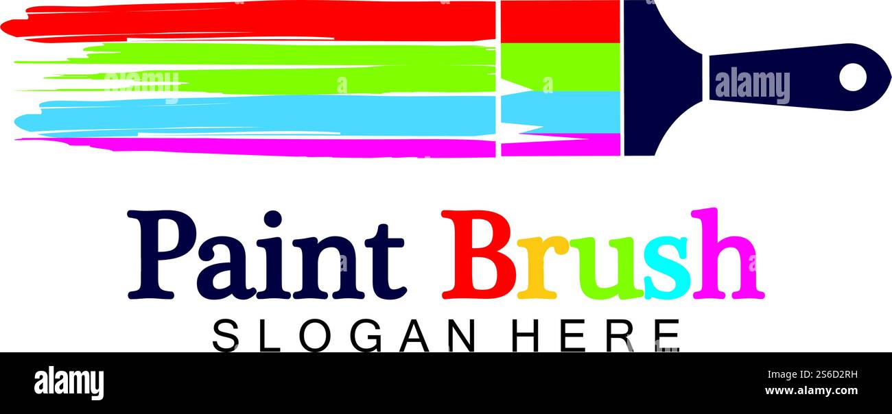 Abstract vector painting brush and colorful paint splash icon, emblem ...
