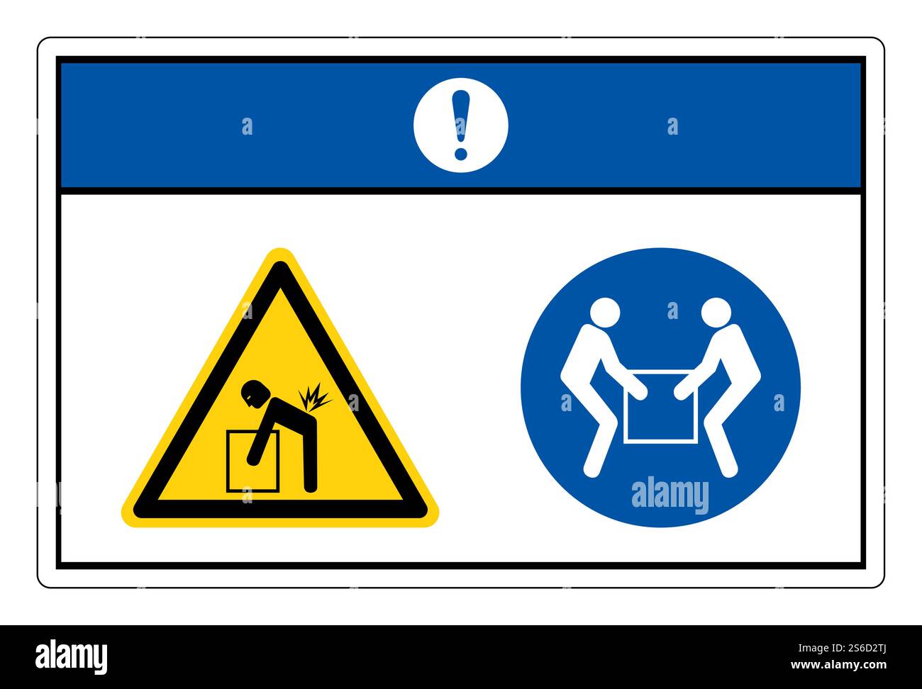 Notice Lift Hazard Use Two Person Lift Symbol Sign On White Background ...