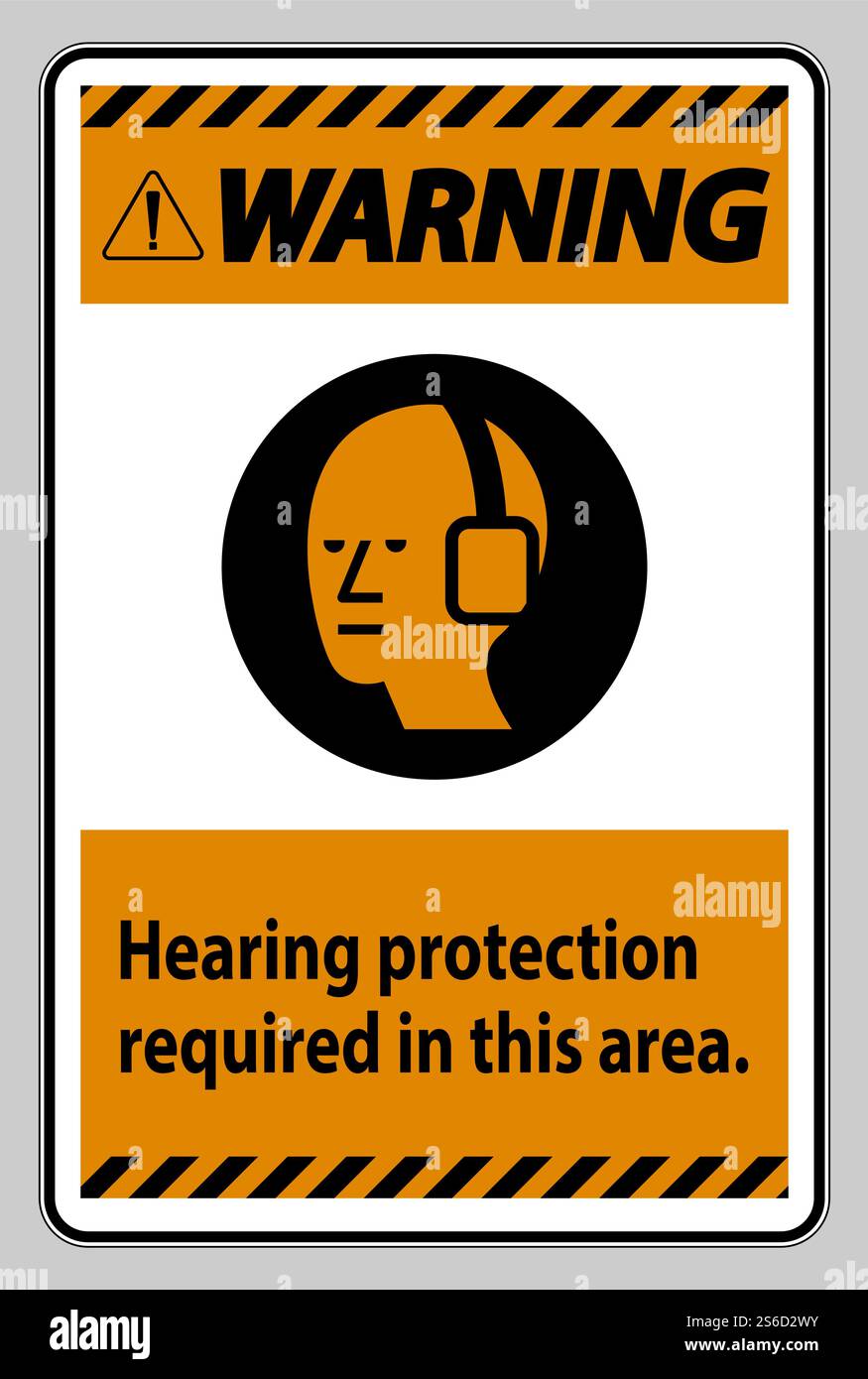 Warning PPE Sign Hearing Protection Required In This Area with Symbol ...