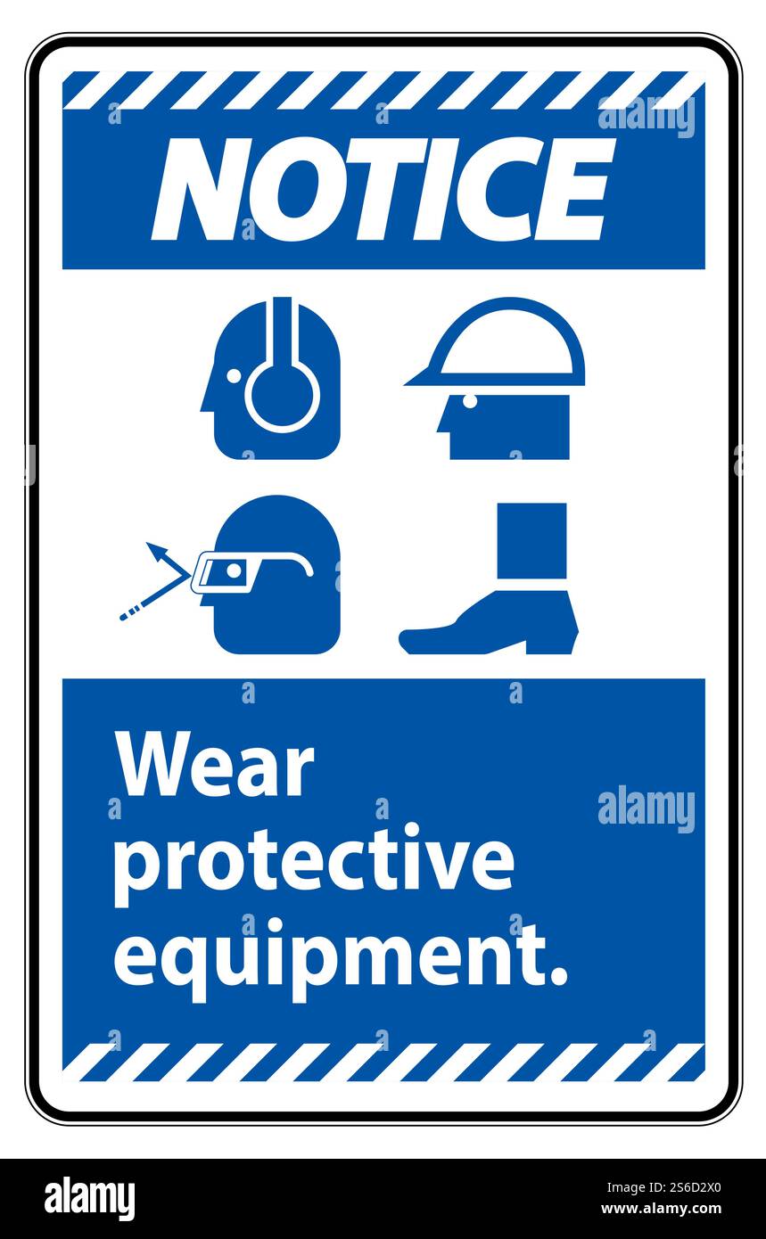 Notice Sign Wear Protective Equipment,With PPE Symbols on White ...