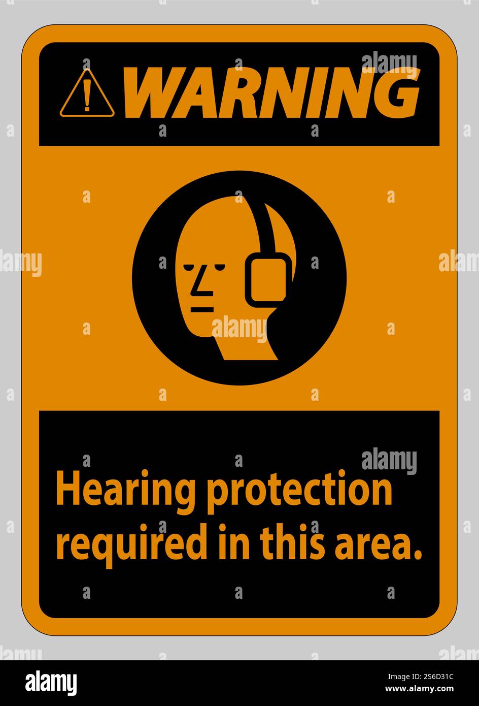 Warning PPE Sign Hearing Protection Required In This Area with Symbol ...