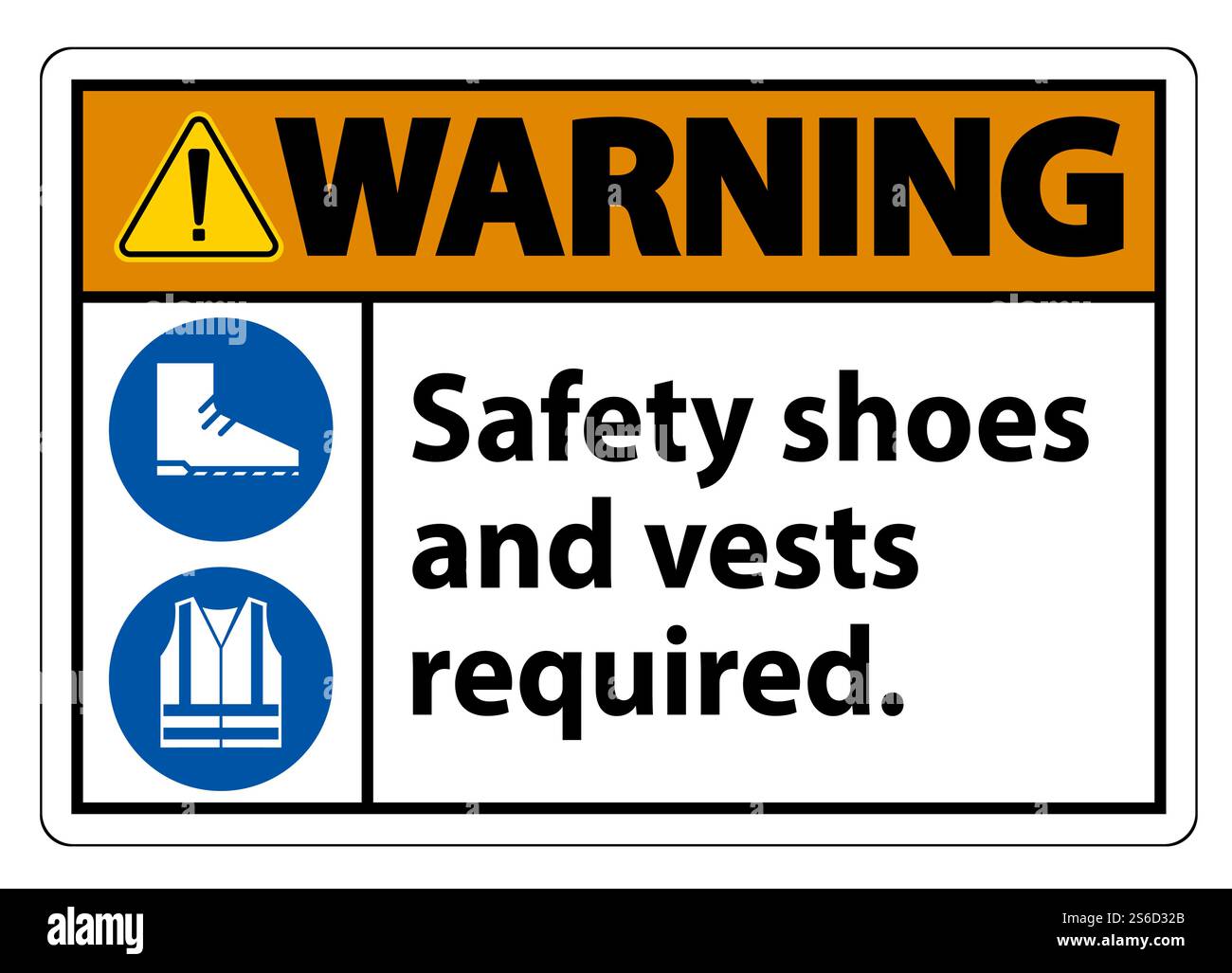 Warning Sign Safety Shoes And Vest Required With PPE Symbols on White ...