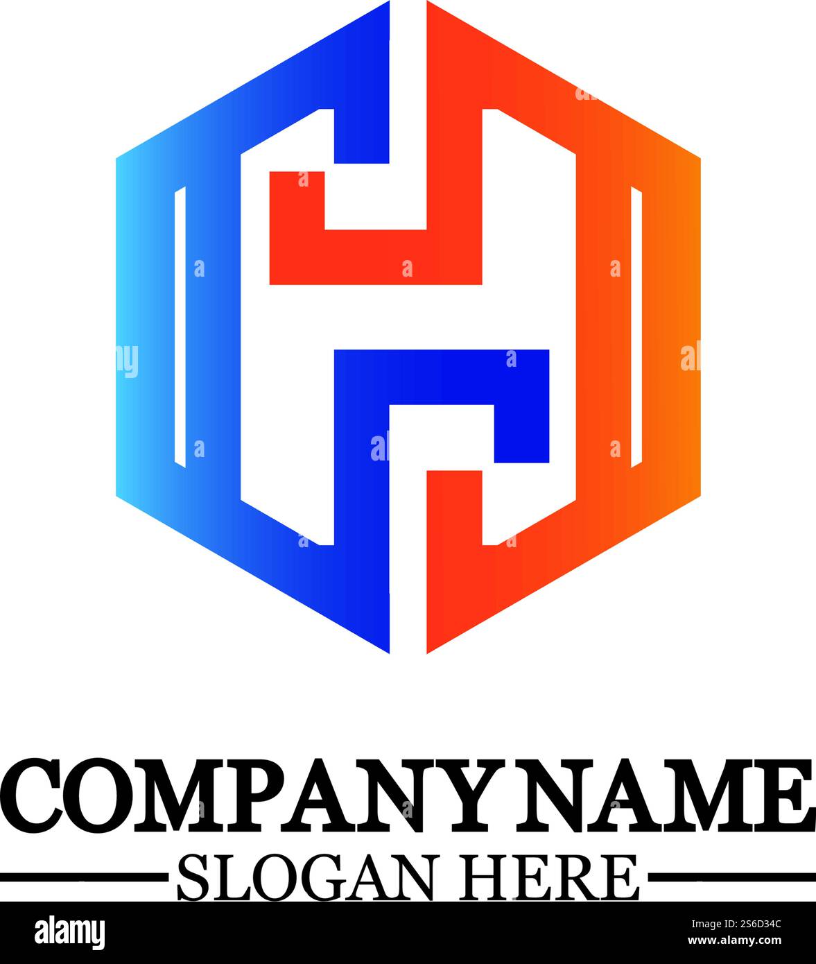 Abstract letter H Hexagon vector logo design template.impossible font ...