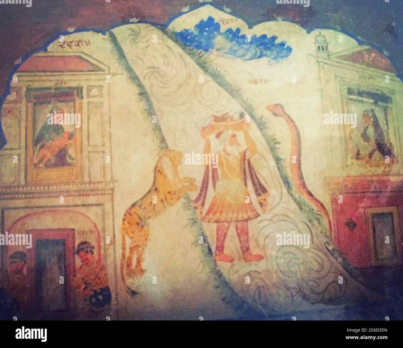 Fresco artwork from Pothi-Mala, Guru Harsahai, Punjab 115 Stock Photo ...