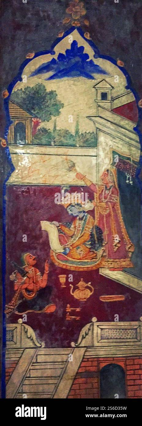 Fresco artwork from Pothi-Mala, Guru Harsahai, Punjab 101 Stock Photo ...