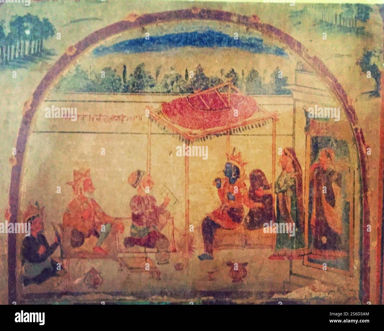 Fresco artwork from Pothi-Mala, Guru Harsahai, Punjab 123 Stock Photo ...