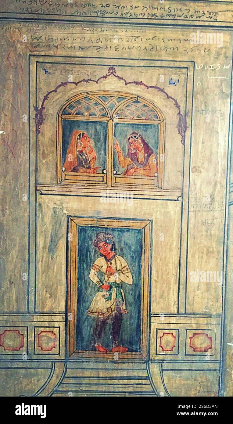 Fresco artwork from Pothi-Mala, Guru Harsahai, Punjab 125 Stock Photo ...