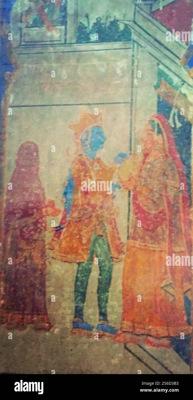 Fresco artwork from Pothi-Mala, Guru Harsahai, Punjab 124 Stock Photo ...