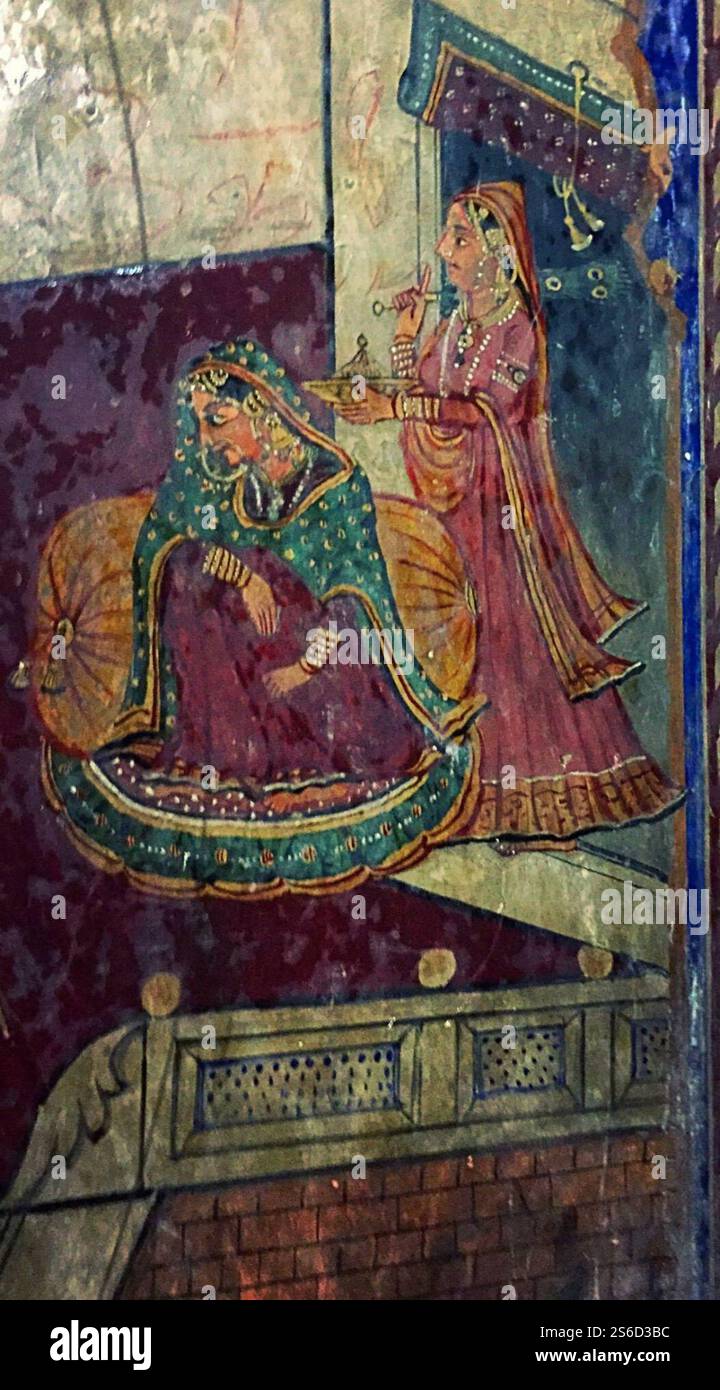 Fresco artwork from Pothi-Mala, Guru Harsahai, Punjab 88 Stock Photo ...
