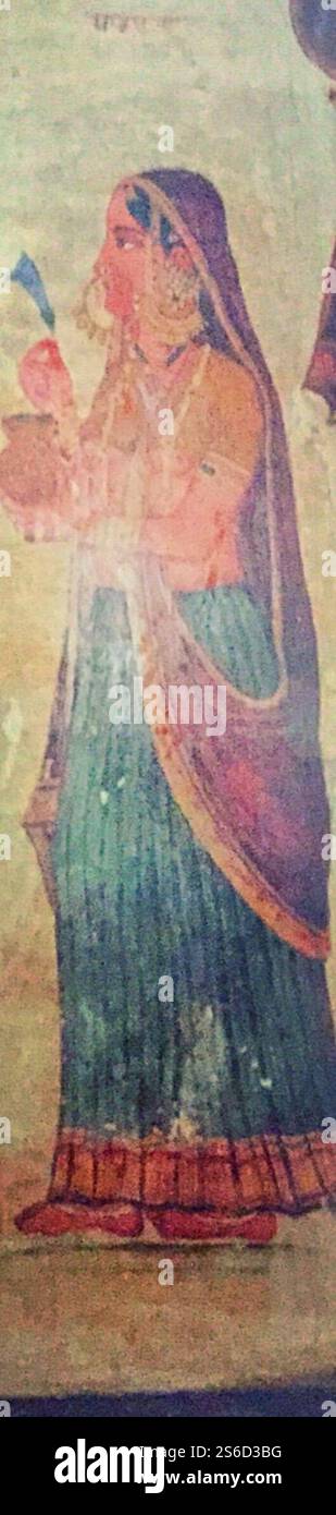 Fresco artwork from Pothi-Mala, Guru Harsahai, Punjab 91 Stock Photo ...