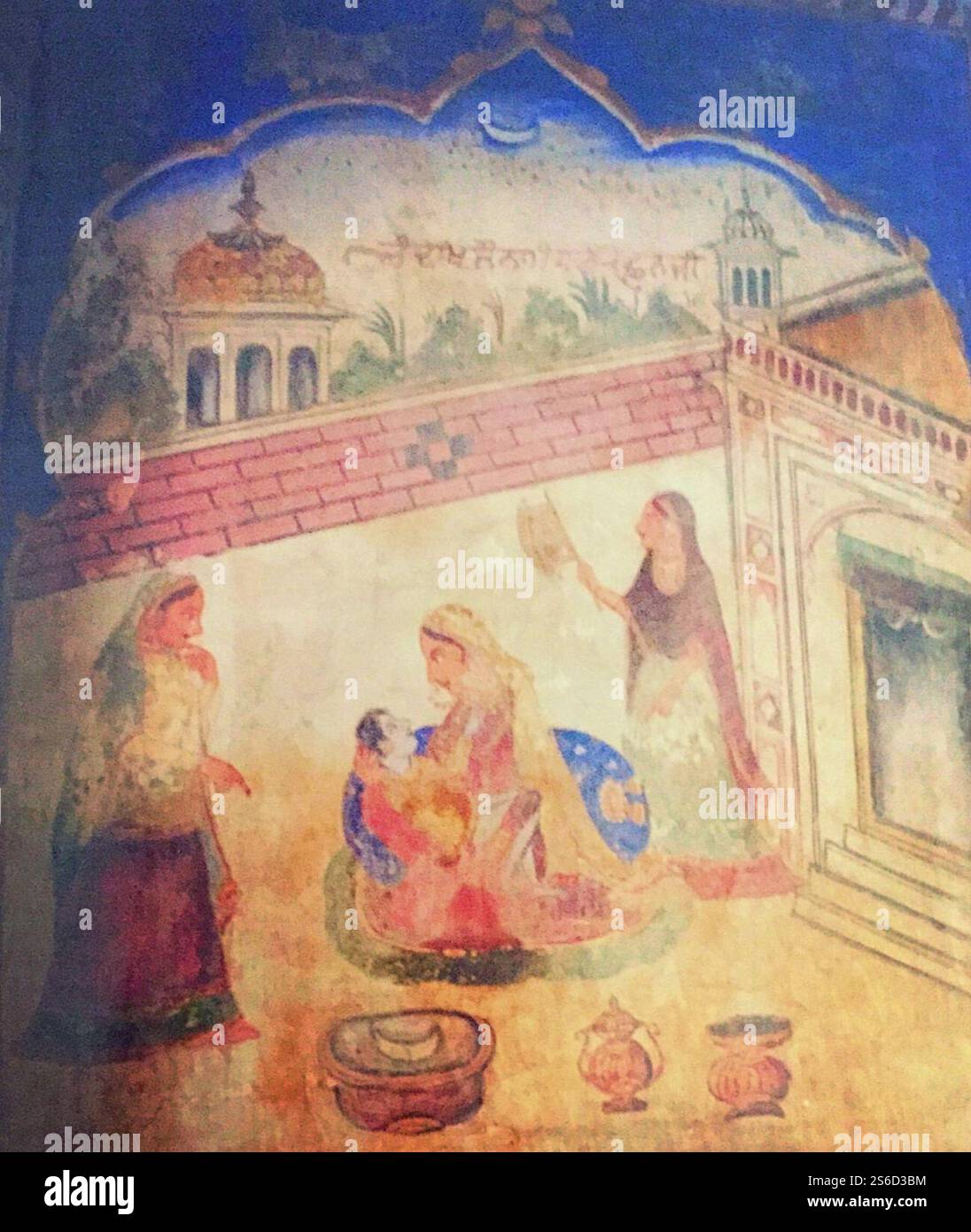 Fresco artwork from Pothi-Mala, Guru Harsahai, Punjab 69 Stock Photo ...