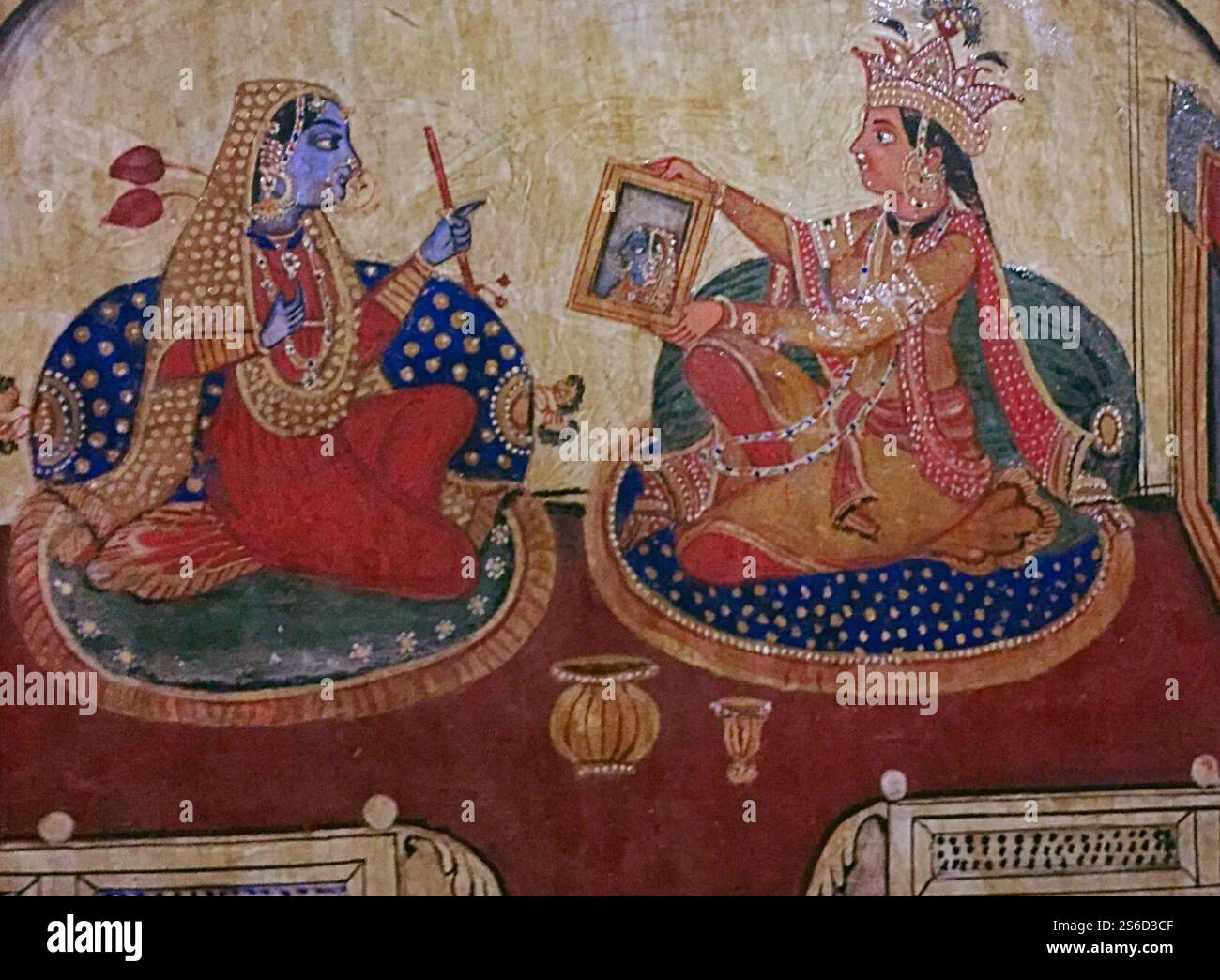 Fresco artwork from Pothi-Mala, Guru Harsahai, Punjab 90 Stock Photo ...