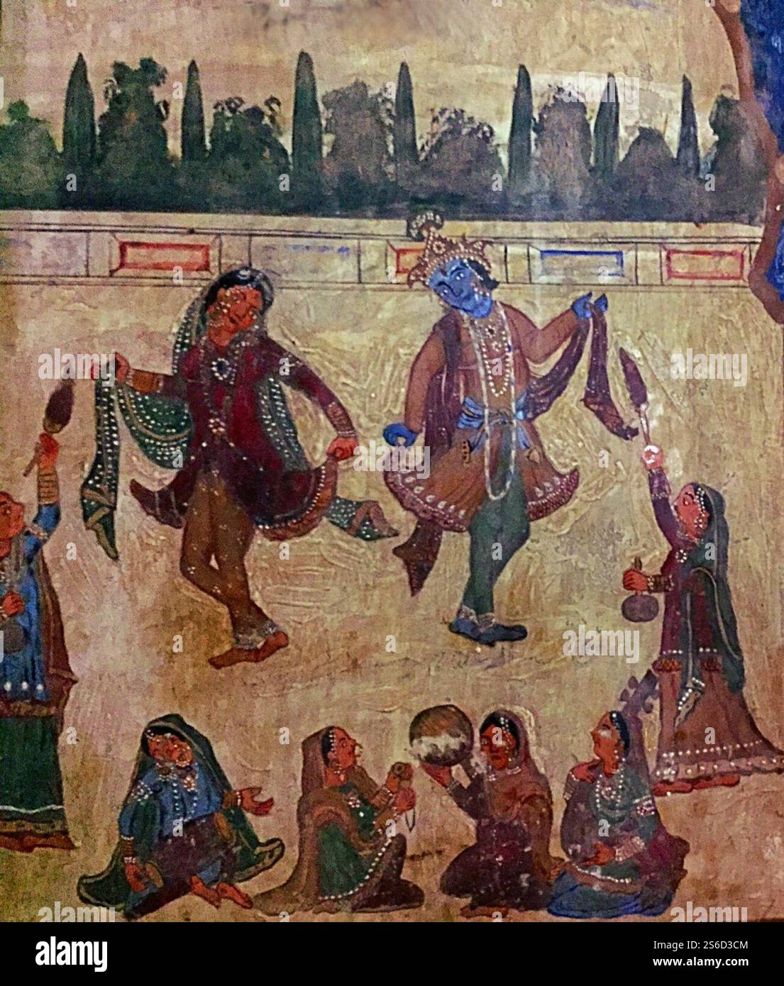 Fresco artwork from Pothi-Mala, Guru Harsahai, Punjab 71 Stock Photo - Alamy