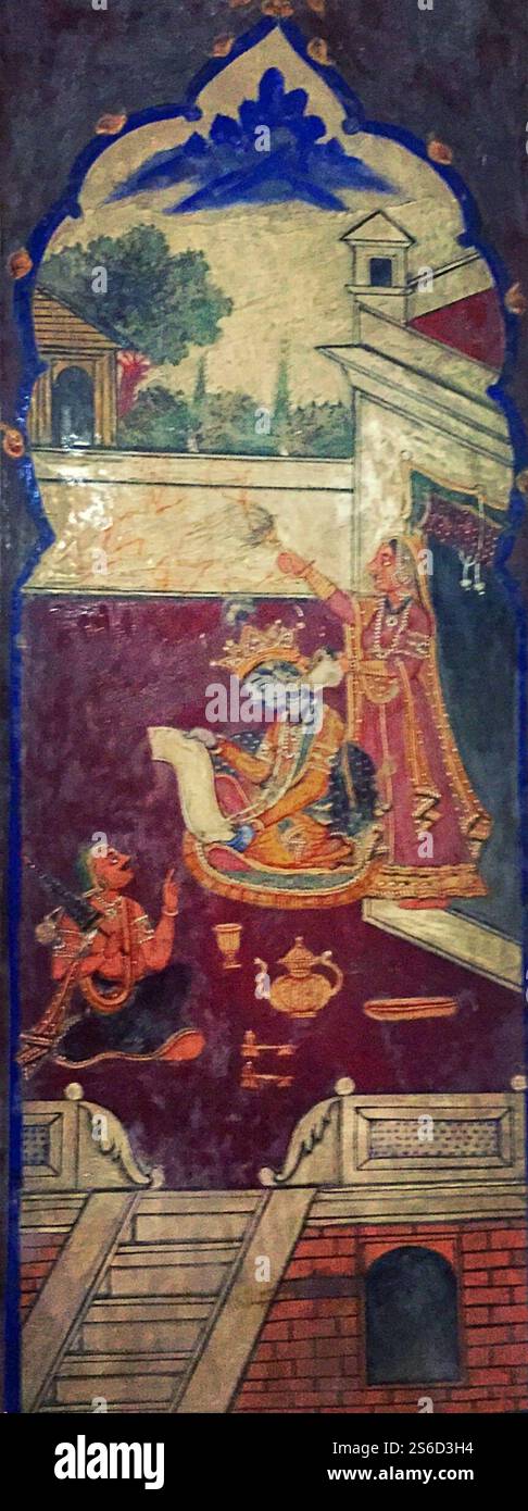 Fresco artwork from Pothi-Mala, Guru Harsahai, Punjab 95 Stock Photo ...