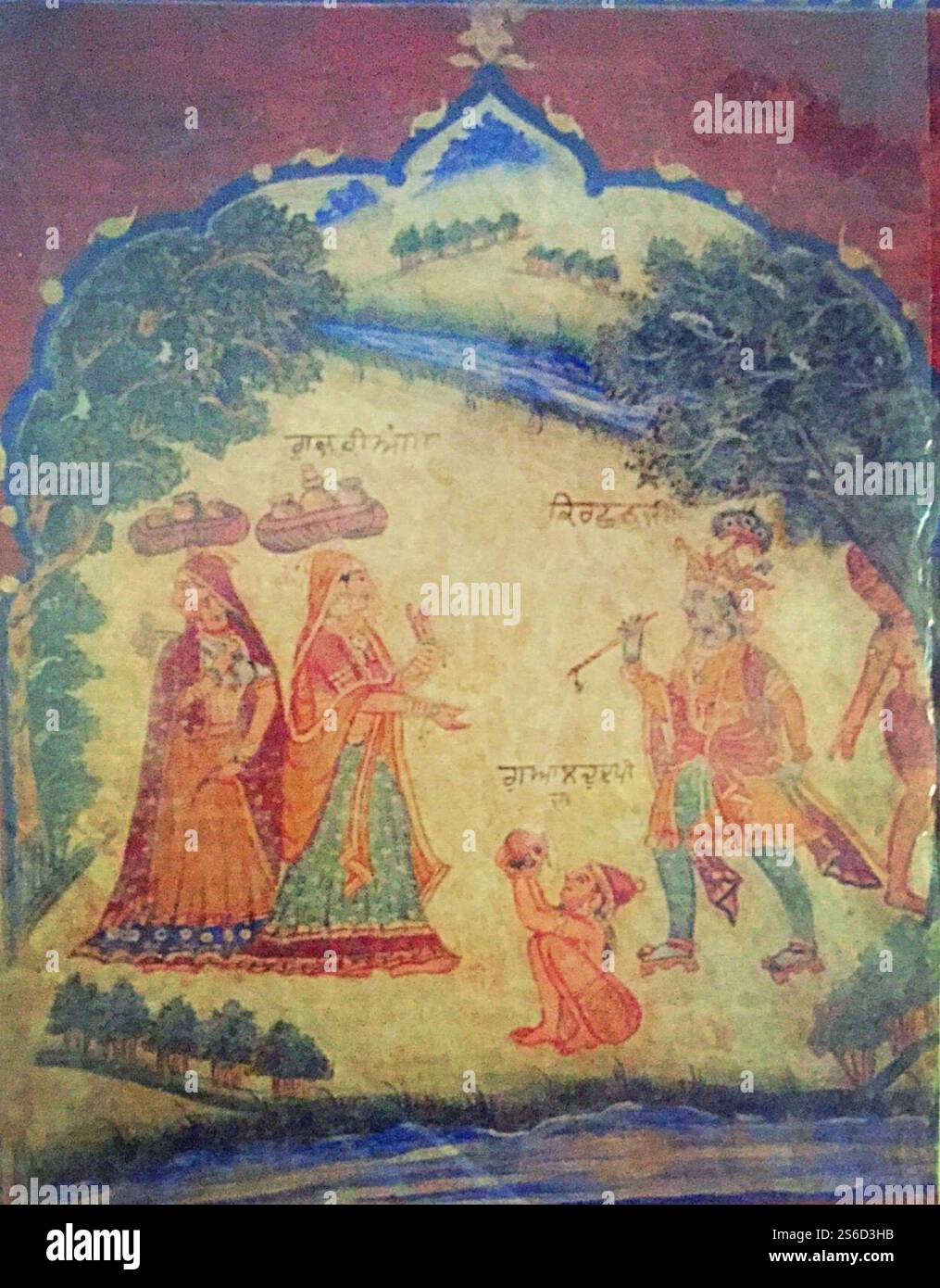 Fresco artwork from Pothi-Mala, Guru Harsahai, Punjab 99 Stock Photo ...