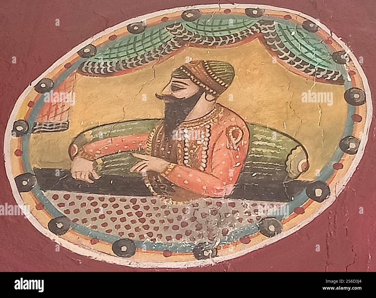 Fresco depicting Guru Har Rai from Udasi Chitta Akhara in Amritsar ...