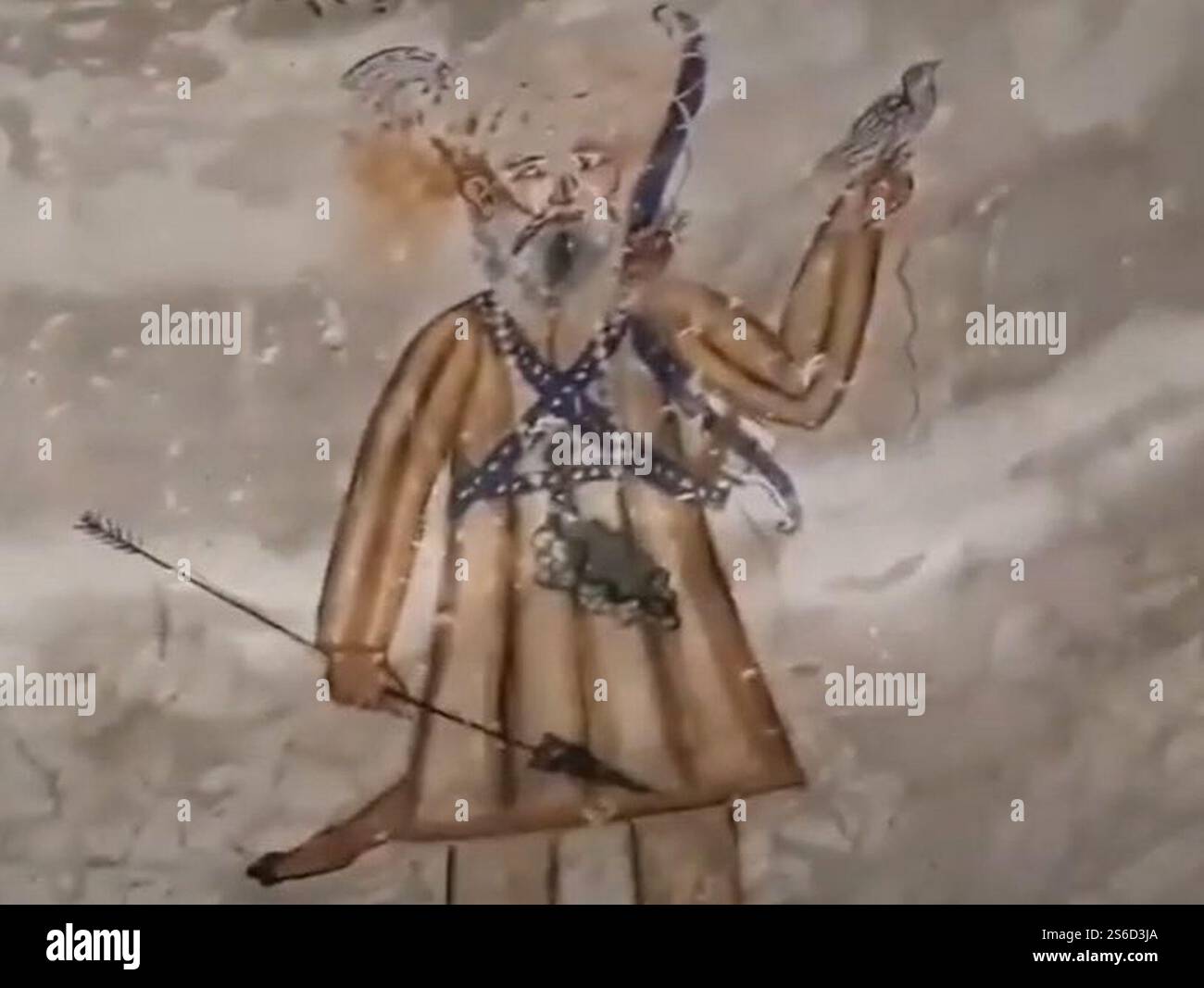 Fresco depicting Guru Gobind Singh from an abandoned and dilapidated ...