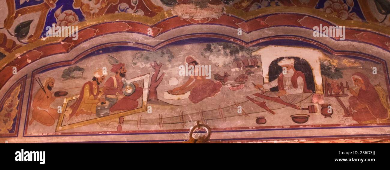 Fresco depicting Bhagat Kabir from Asthan Baba Bikram Singh Bedi, Kanak Mandi, Amritsar, ca.1863 ...