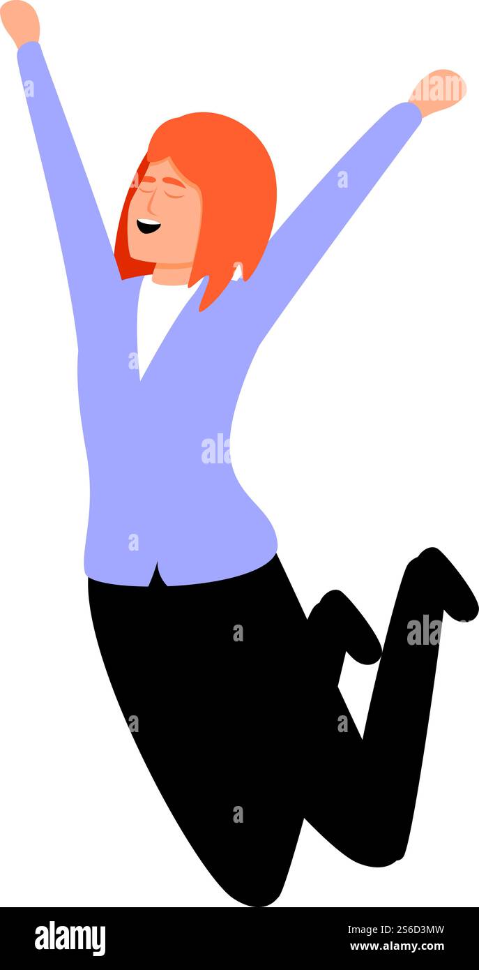 Successful business woman jump icon. Cartoon of successful business woman jump vector icon for ...