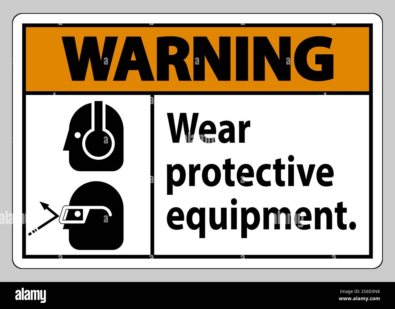 Warning Sign Wear Protective Equipment with goggles and glasses ...
