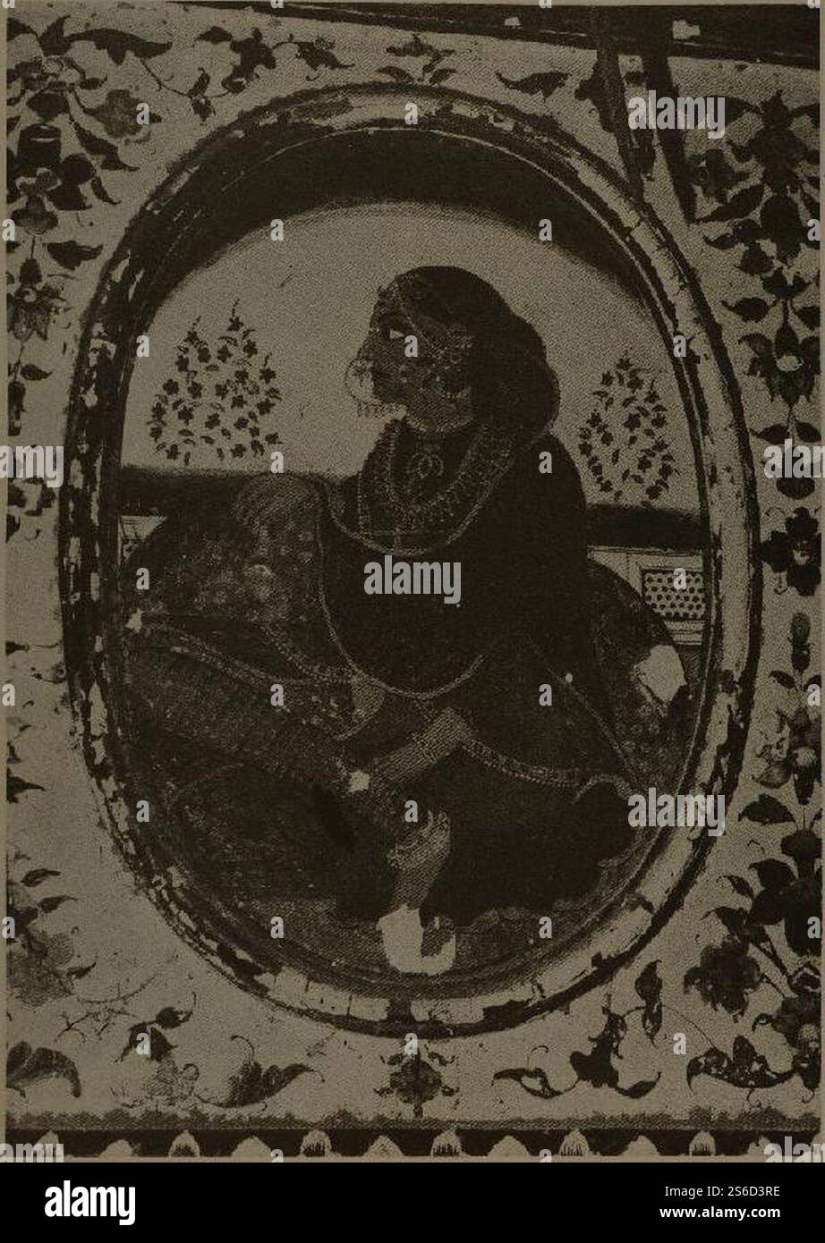 Fresco depicting Rani Jind Kaur (Rani Jindan) in side-profile from the ...