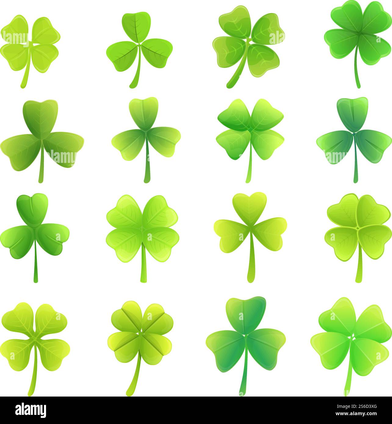 Clover icons set. Cartoon set of clover vector icons for web design ...