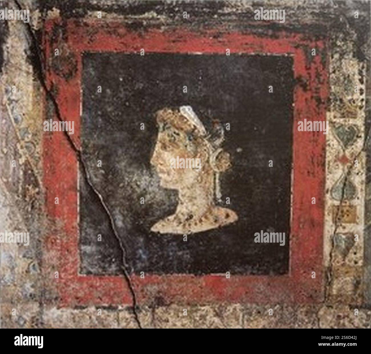 Fresco of a woman in profile, possible portrait bust of Cleopatra VII ...