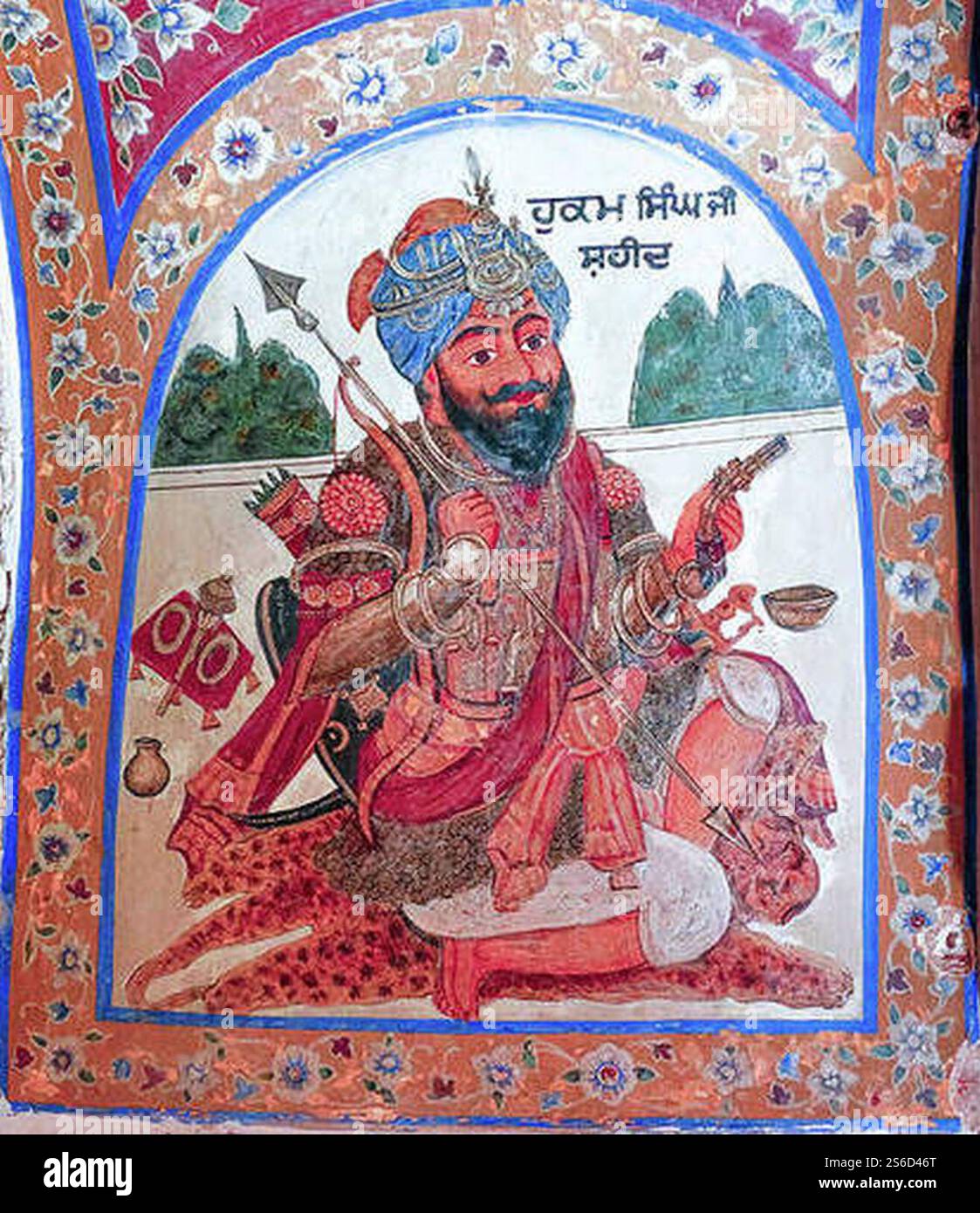Fresco of Hukam Singh from Gurdwara Baba Atal Stock Photo - Alamy