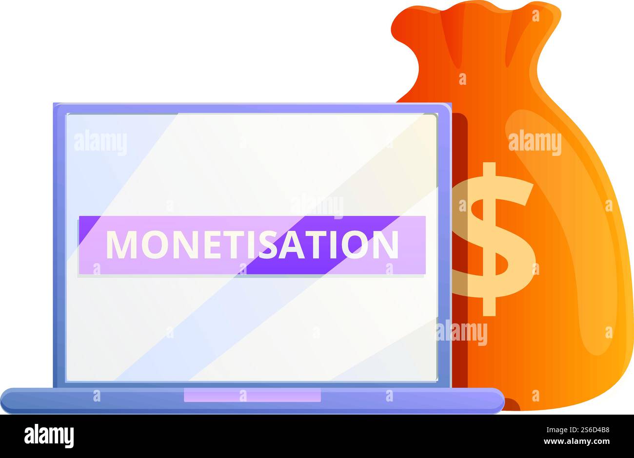 Laptop monetization icon. Cartoon of laptop monetization vector icon ...