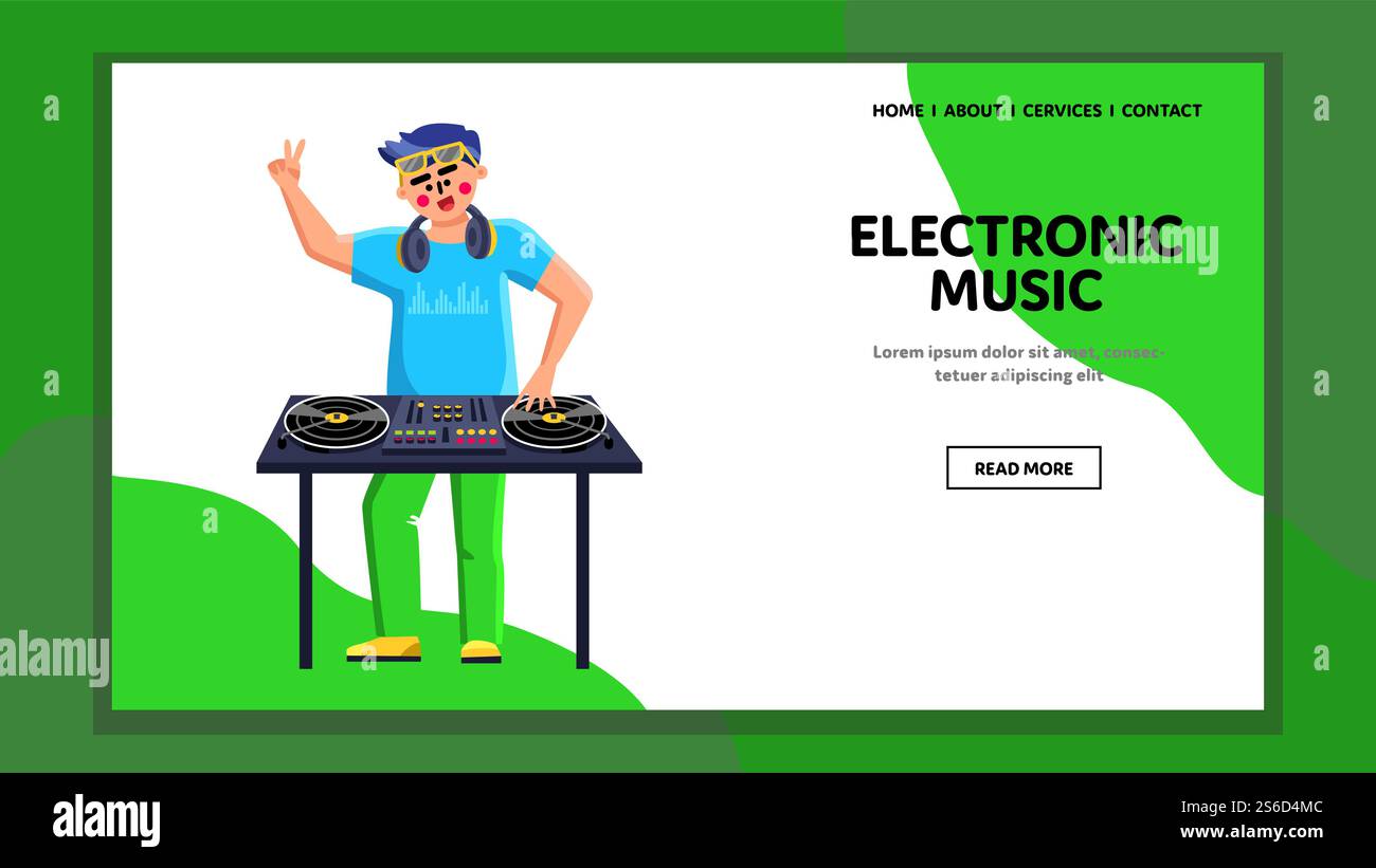 Electronic Music Performing Disk Jockey Vector. Electronic Music ...