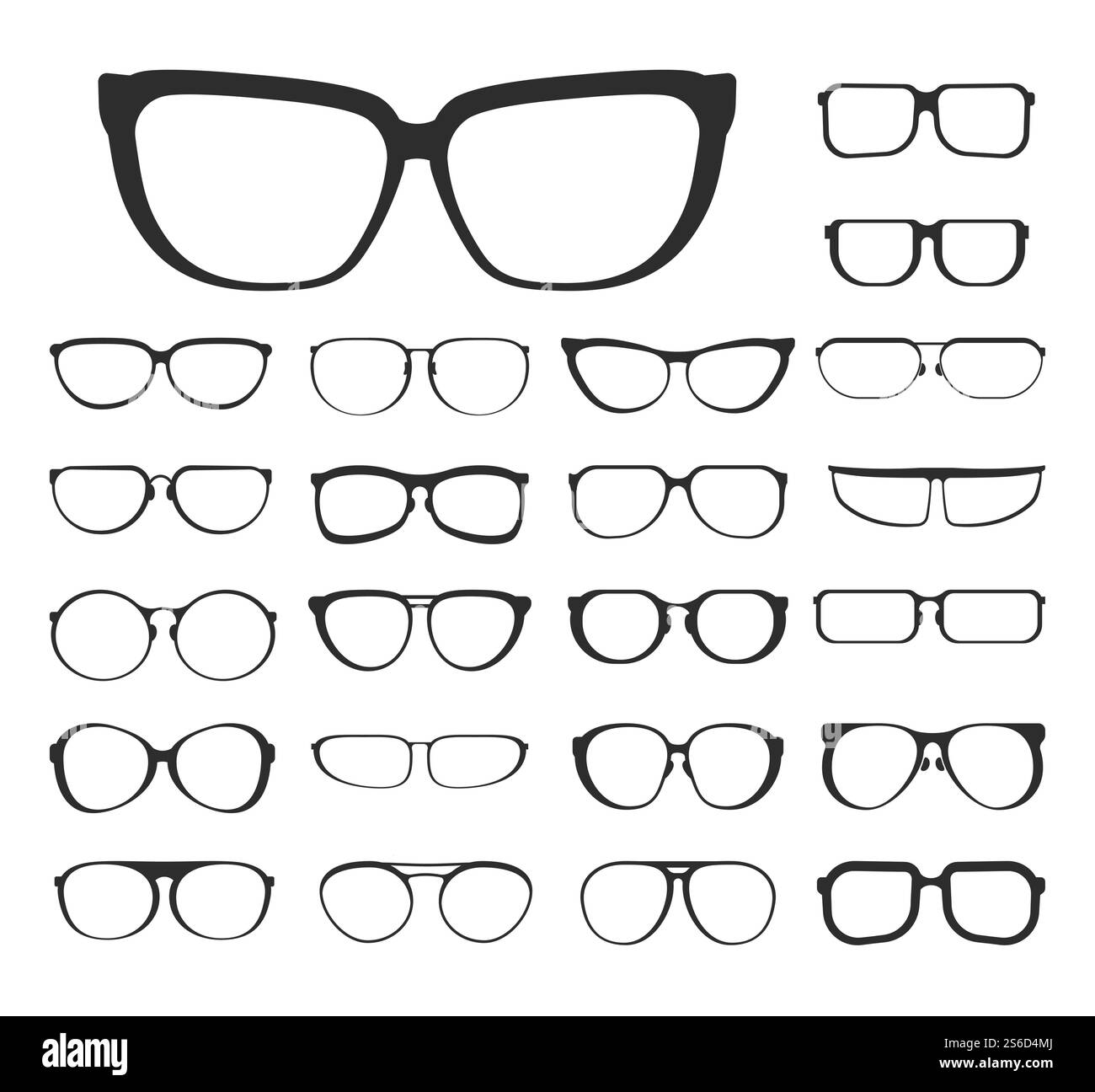 Eyeglasses collection. Different shapes of eyewear black frames, clear ...