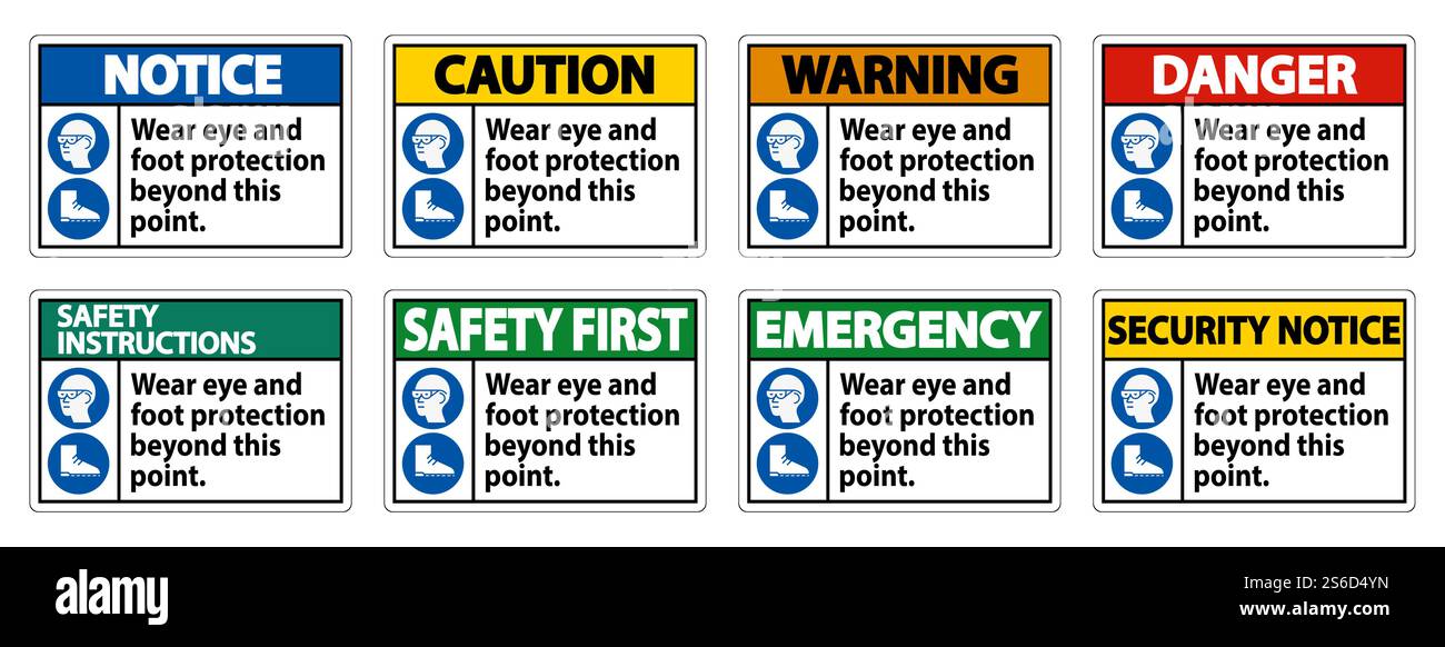 Wear Eye And Foot Protection Beyond This Point With PPE Symbols Stock ...
