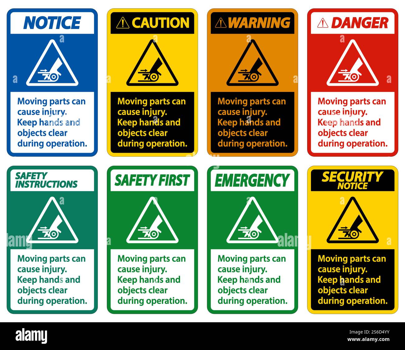 Moving parts can cause injury sign on white background Stock Vector ...