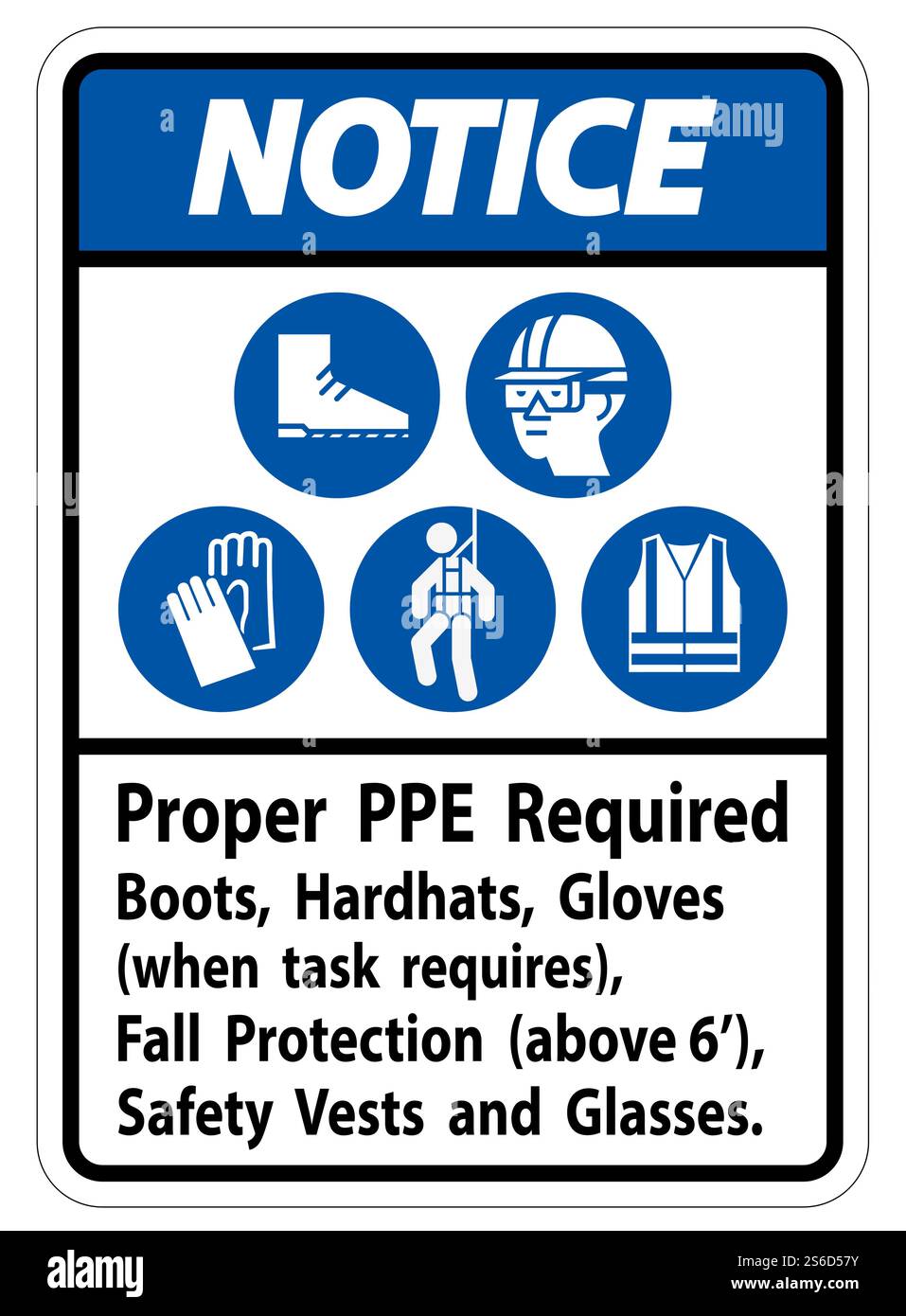 Notice Sign Proper PPE Required Boots, Hardhats, Gloves When Task ...