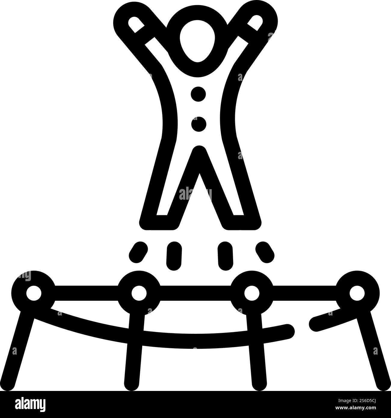 acrobat jumping on trampoline line icon vector. acrobat jumping on ...