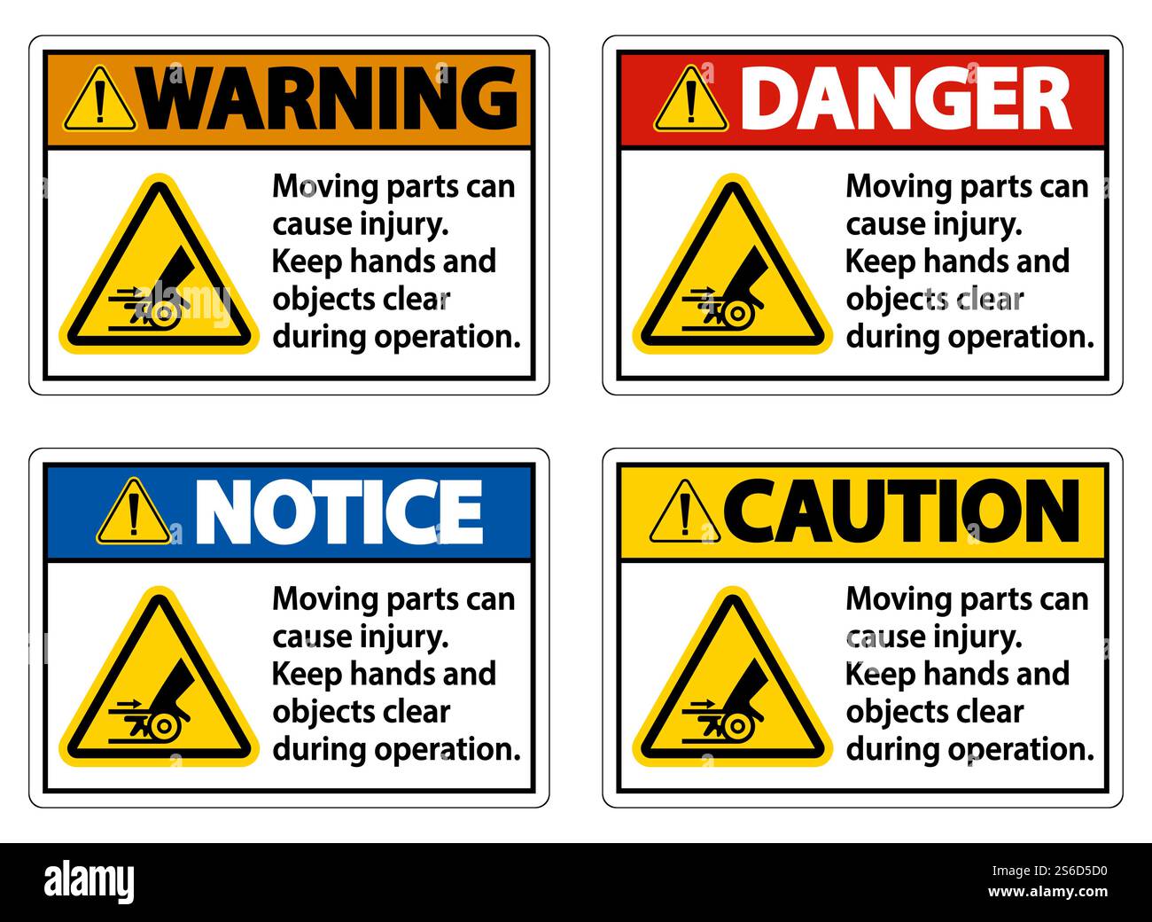 Moving parts can cause injury sign on white background Stock Vector ...