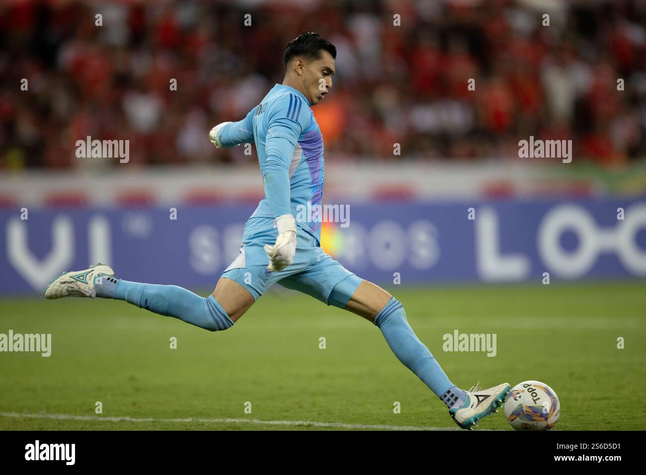 Mexico's goalkeeper Raul Rangel boots the ball during a match against ...
