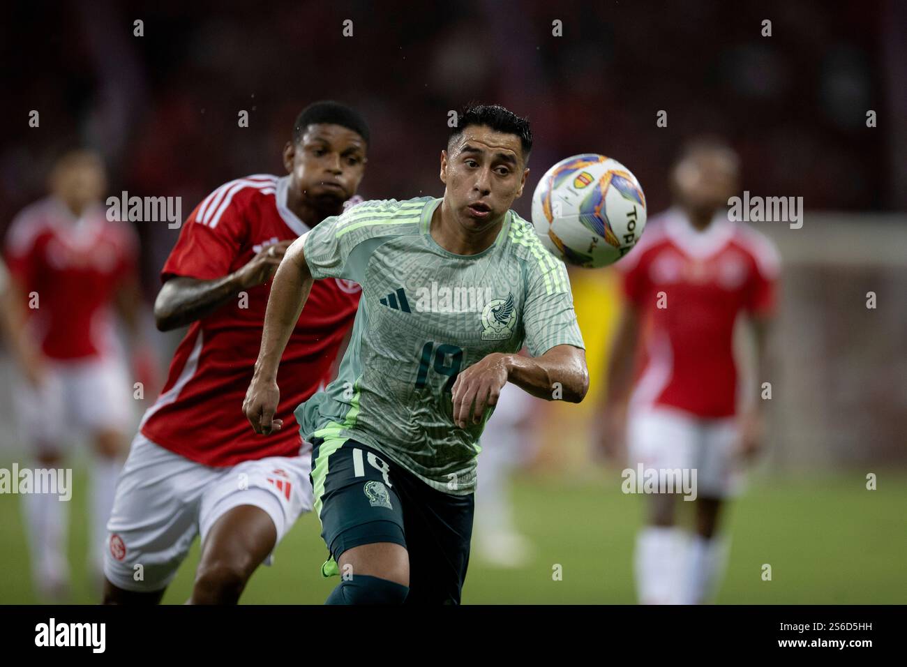 Mexico's David Ramirez carries the ball during a friendly soccer match ...