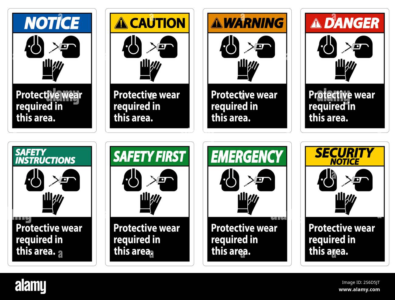Wear Protective Equipment In This Area With PPE Symbols Stock Vector ...