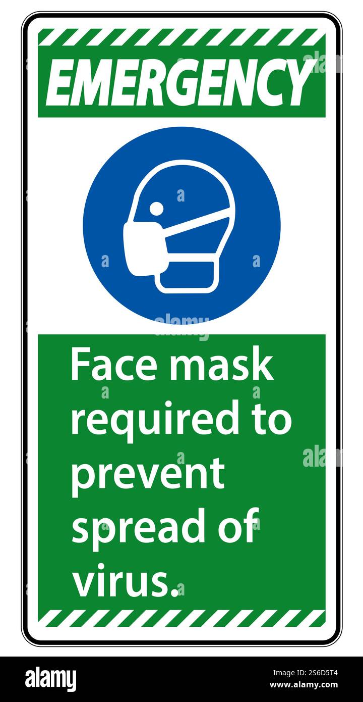 Emergency Face mask required to prevent spread of virus sign on white ...
