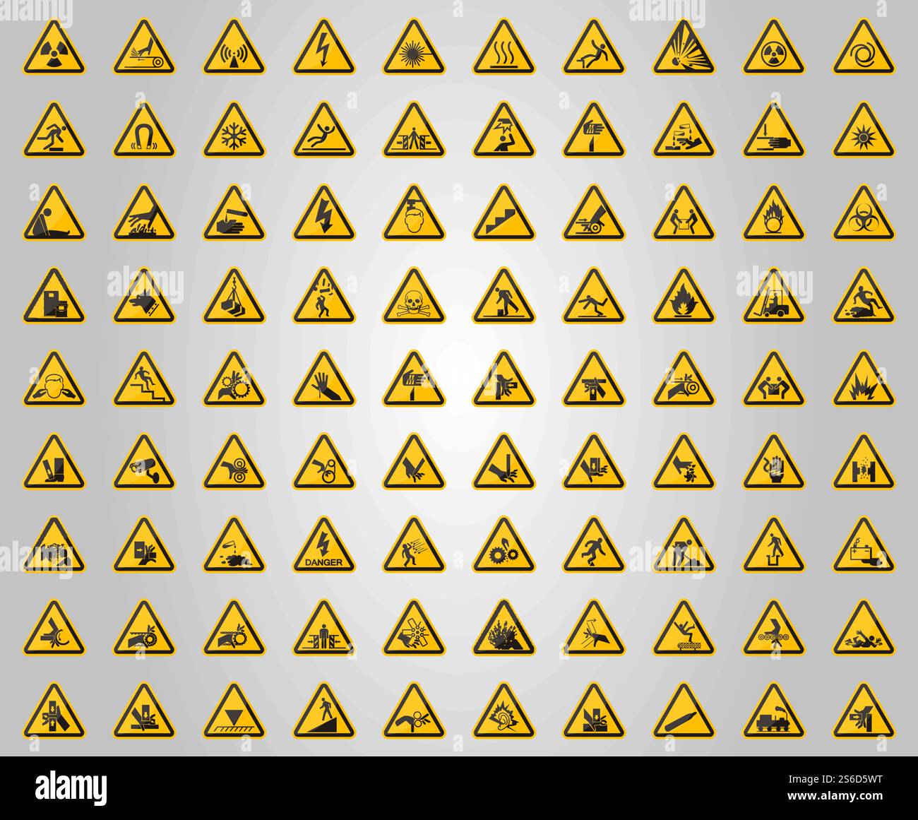 Warning Hazard Symbols labels Sign Isolate on White Background,Vector ...